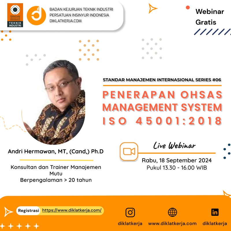diklatkerja | Penerapan OHSAS Management System ISO 45001:2018